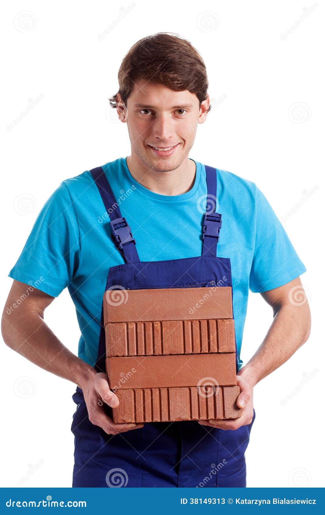 Man holding the bricks stock image. Image of building - 38149313