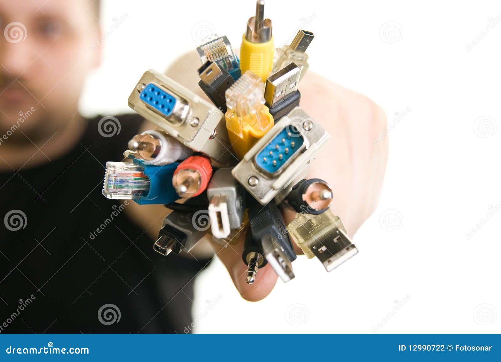 Man holding cables stock photo. Image of connect, colorful - 12990722