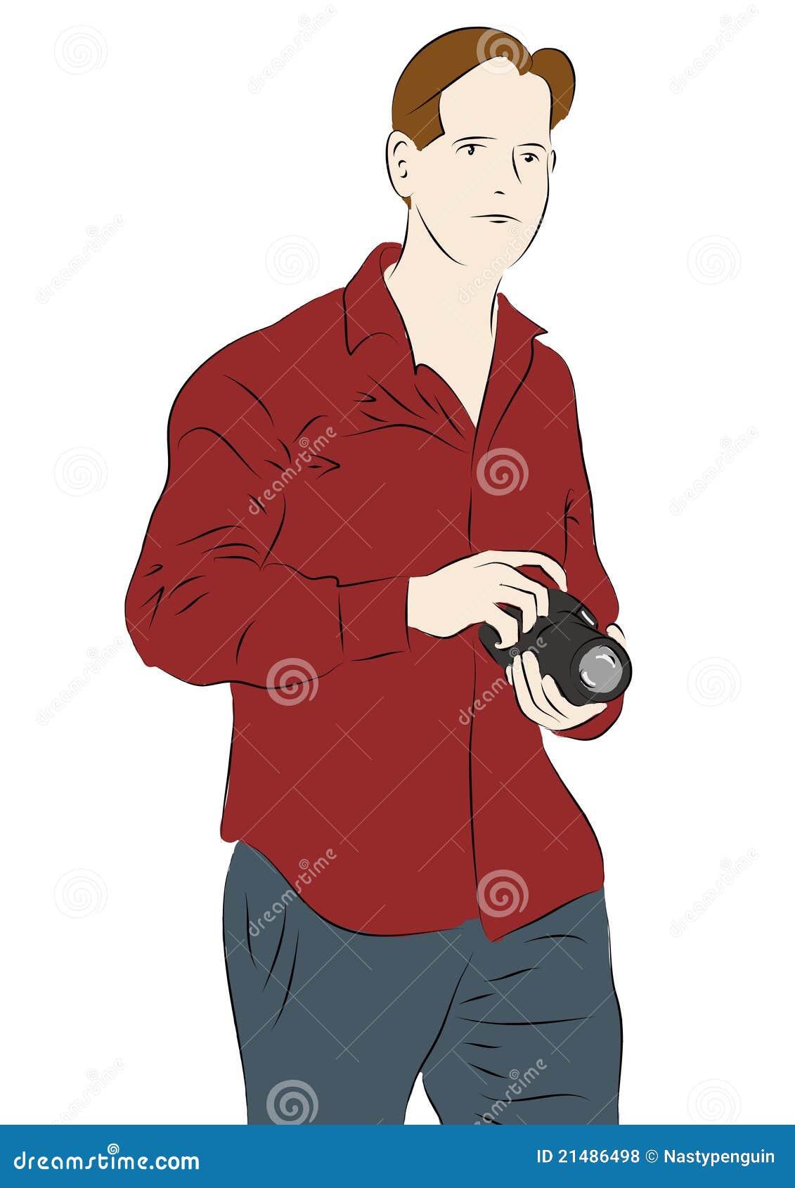 Man holding a camera stock vector. Illustration of brush - 21486498