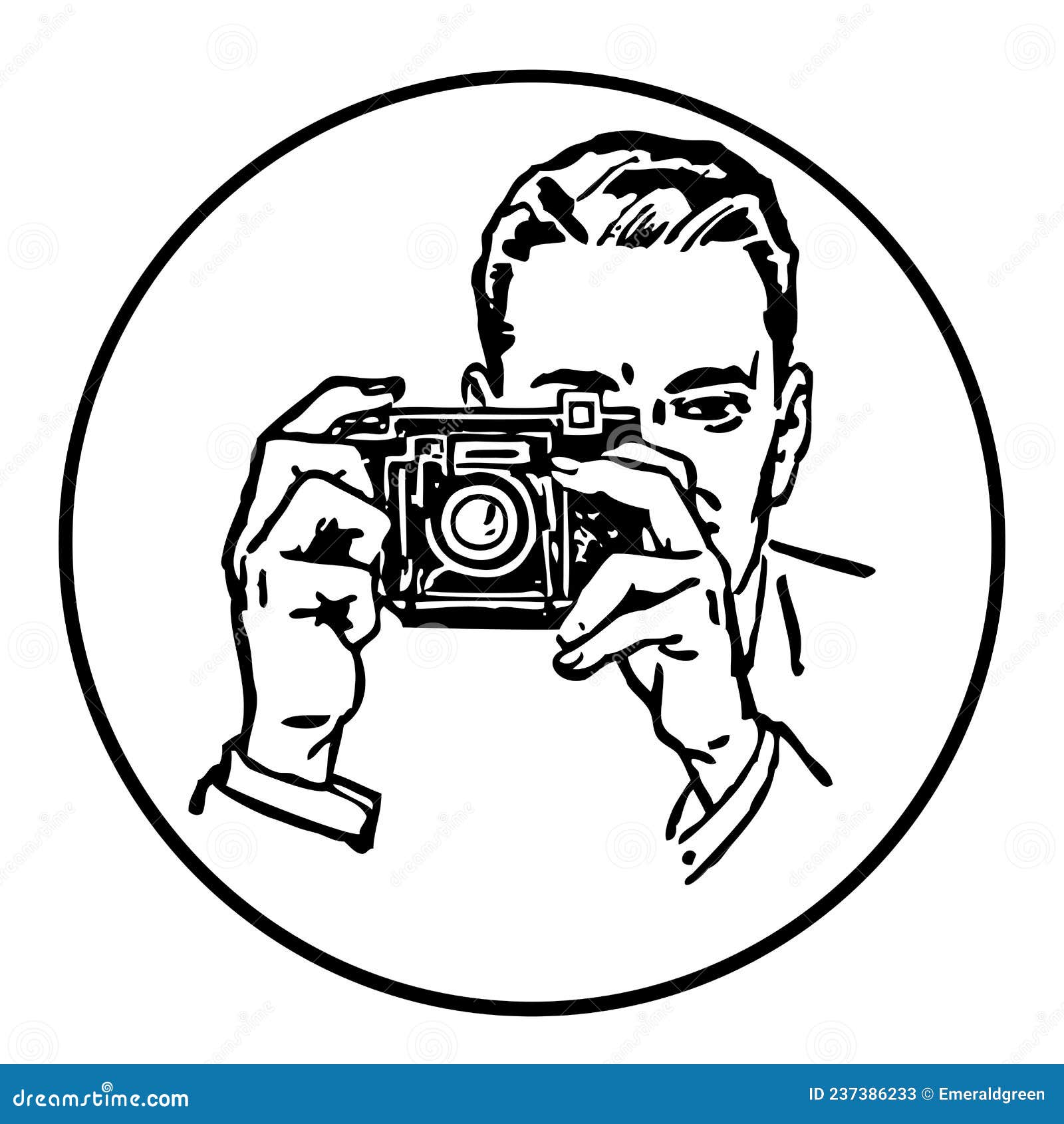 Man Holding Camera Retro stock illustration. Illustration of black ...