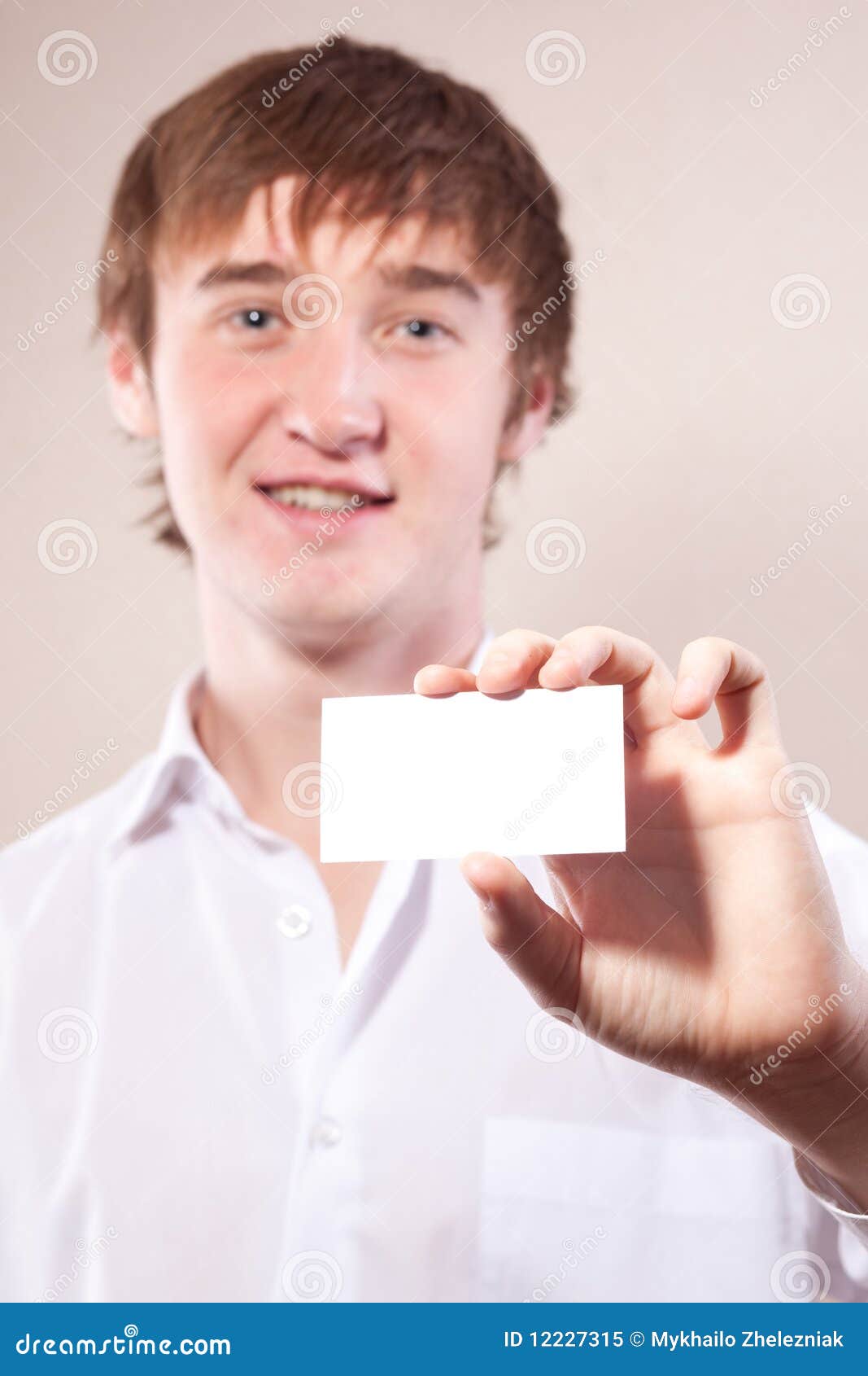 Man holding a card stock image. Image of adult, looking - 12227315