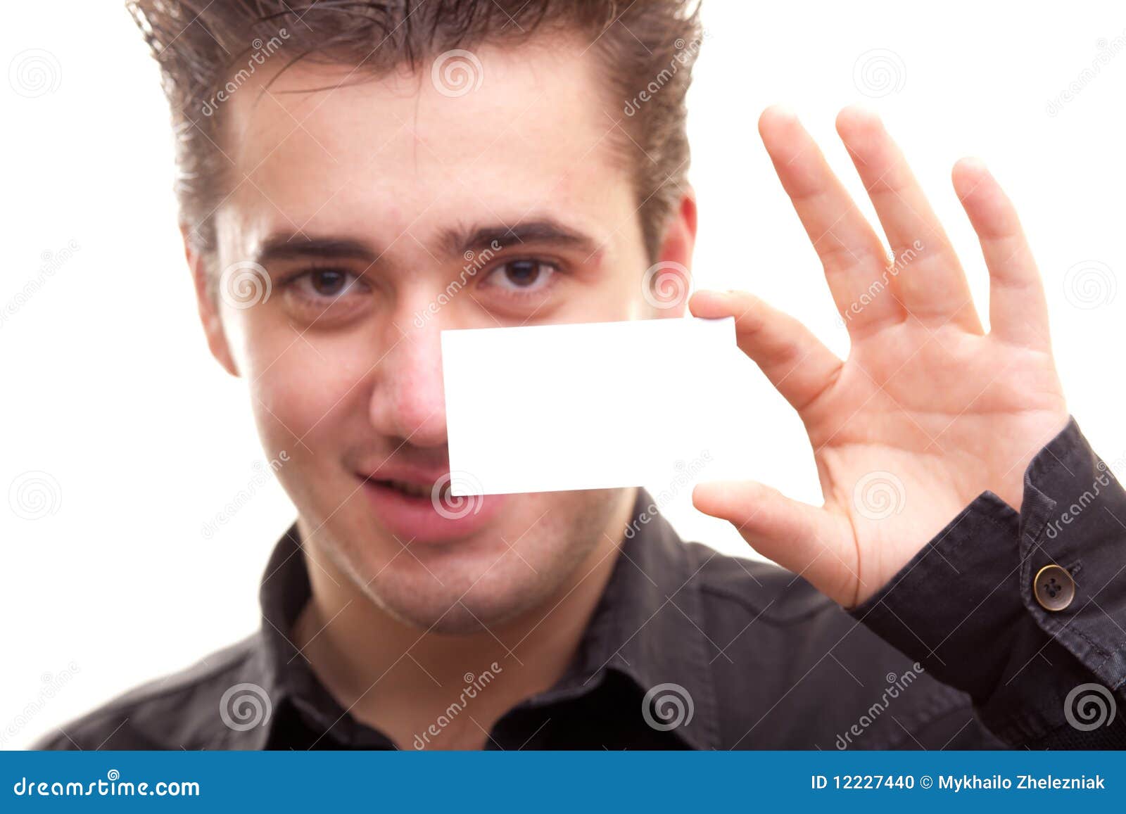 Man holding a card stock photo. Image of fashion, person - 12227440