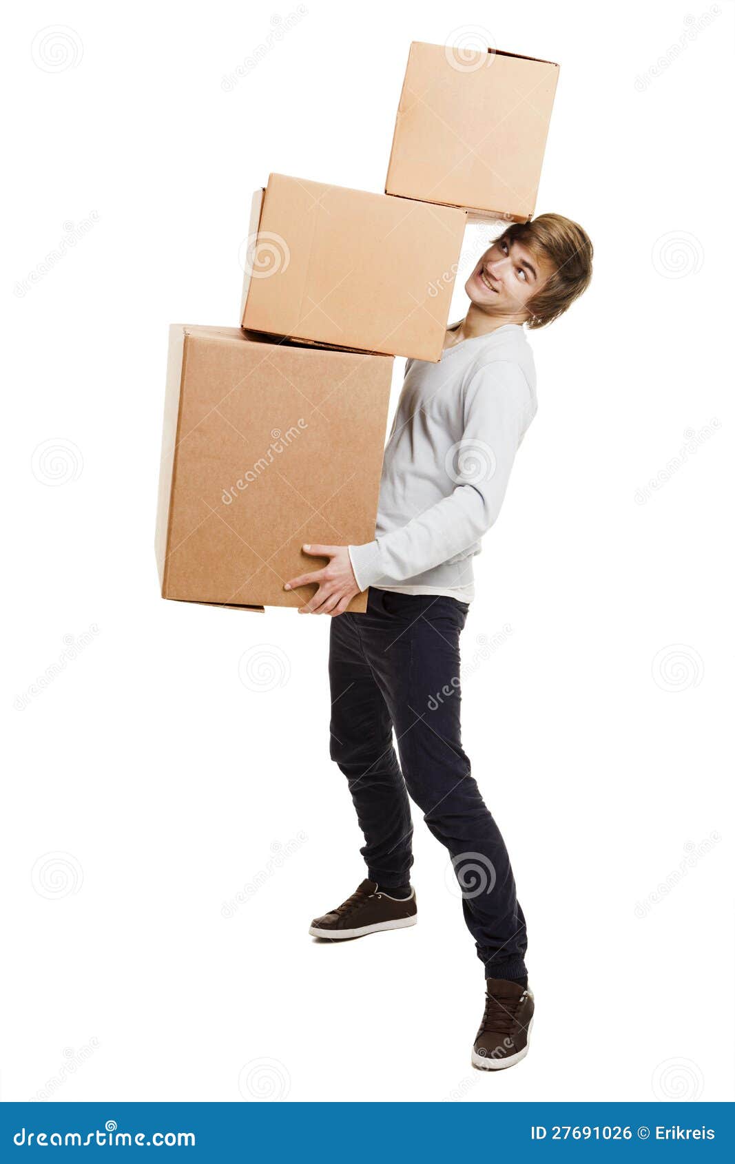 Man holding card boxes stock photo. Image of expressive - 27691026