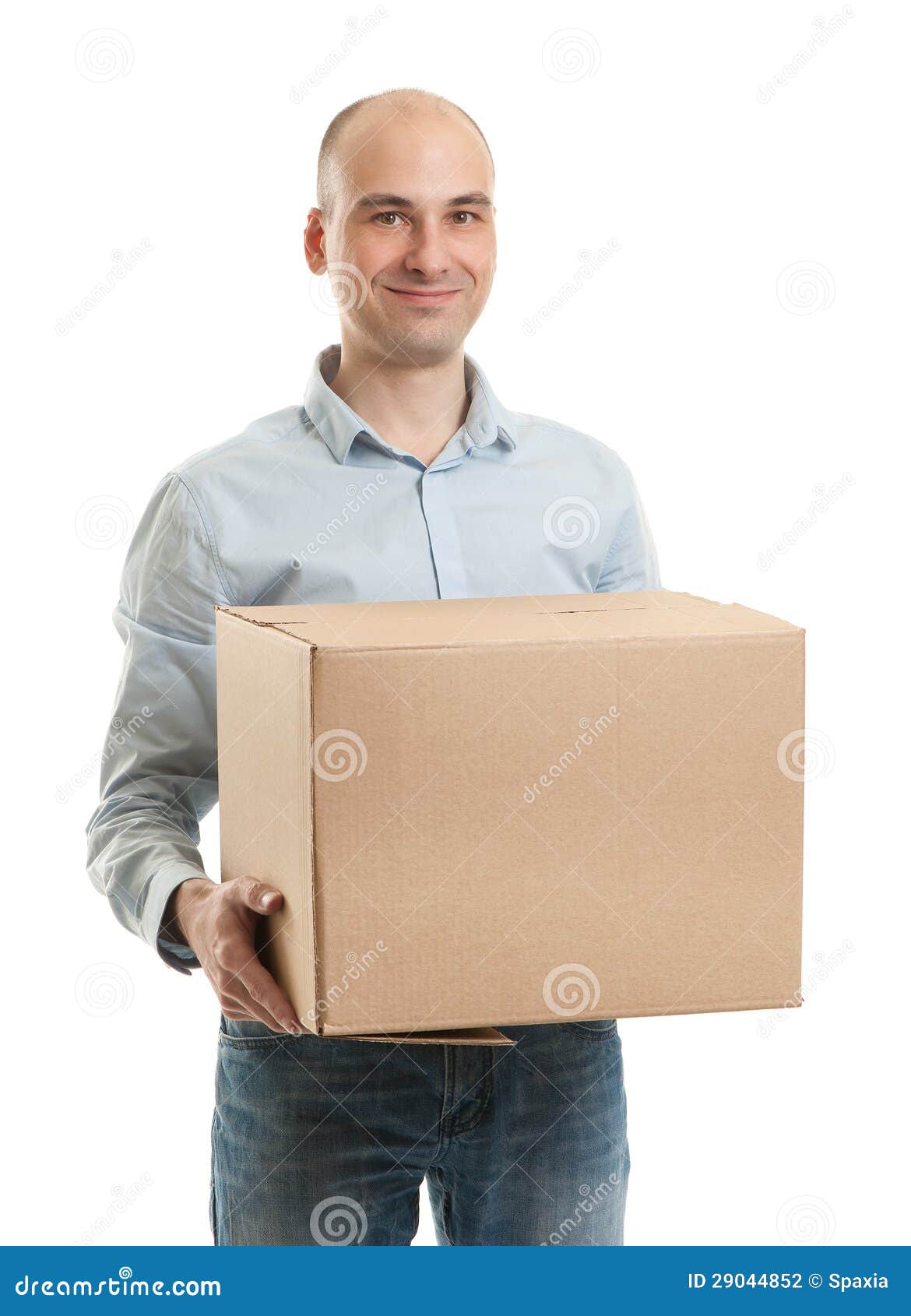 Man holding cardboard box stock photo. Image of person - 29044852