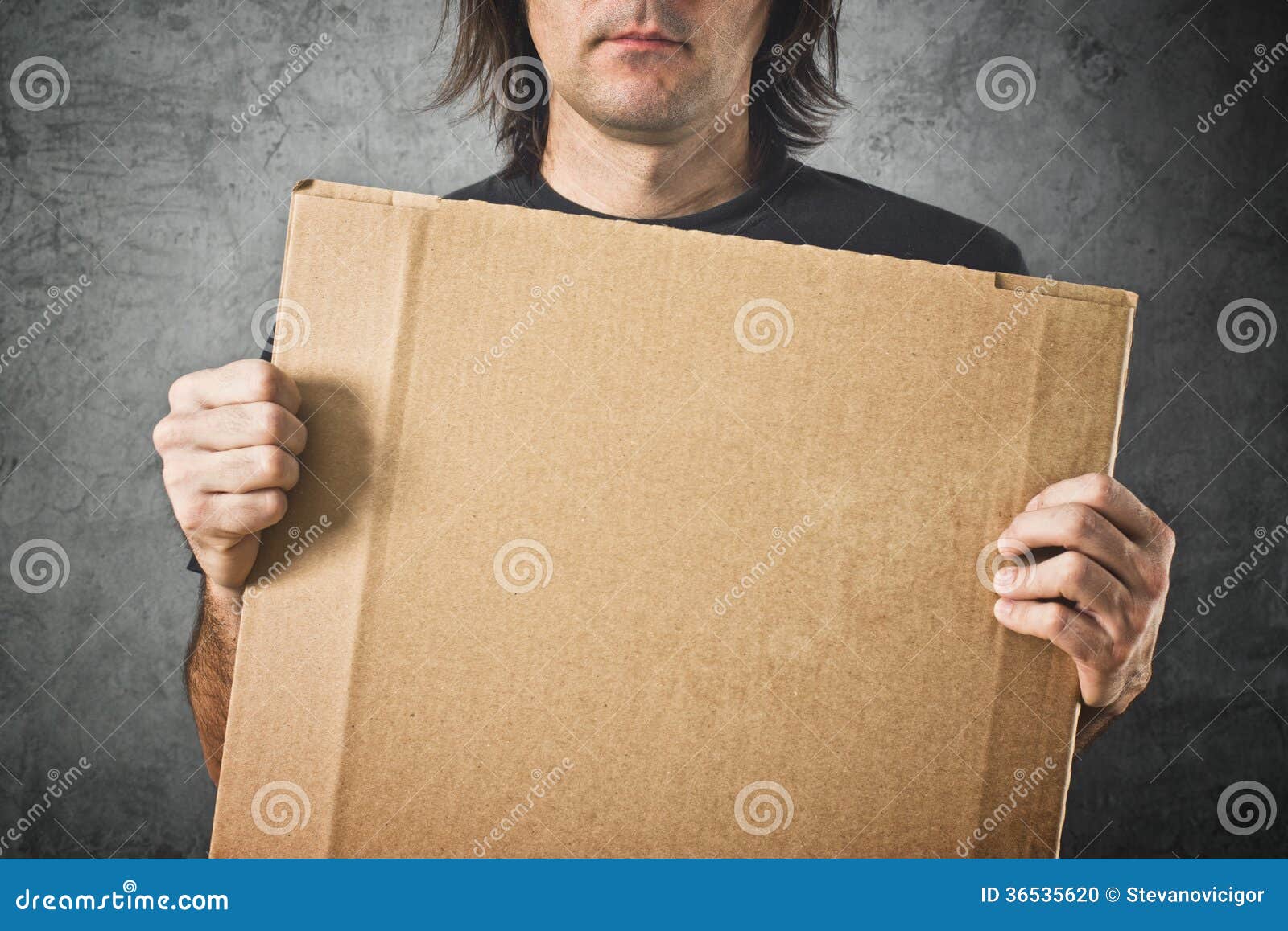 Man Holding Cardboard Paper Stock Photo - Image of human, presentation ...
