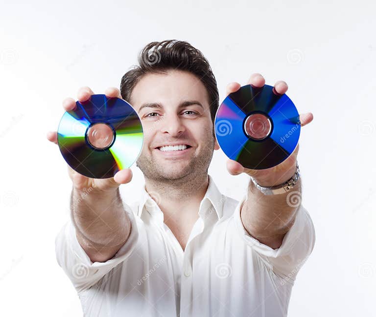 Man holding a cd stock image. Image of face, storage - 17274867
