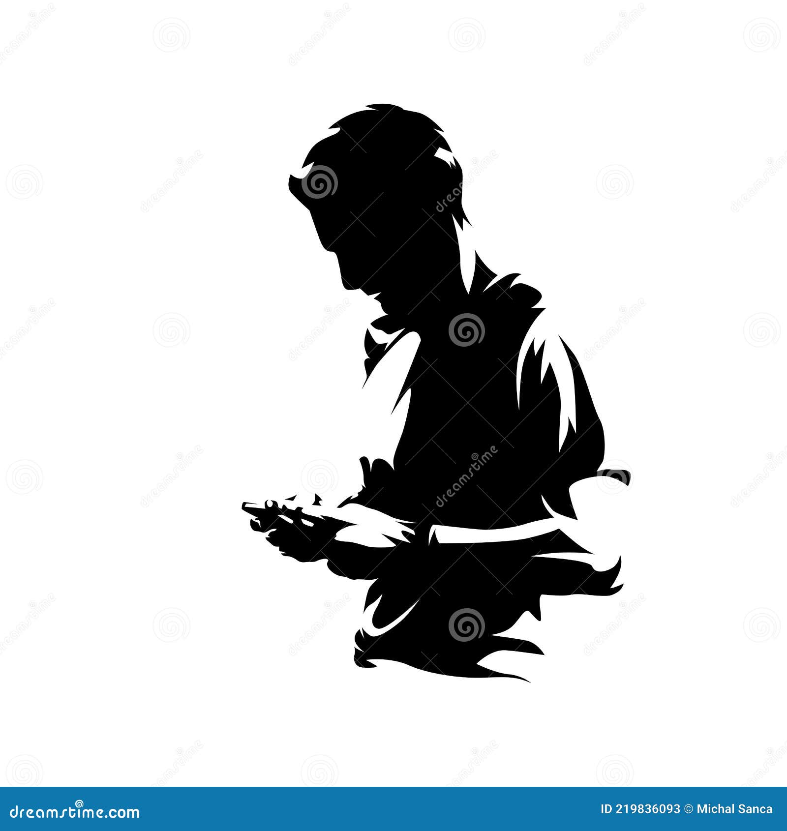 Man Holding Cell Phone and Typing Message, Abstract Isolated Vector ...