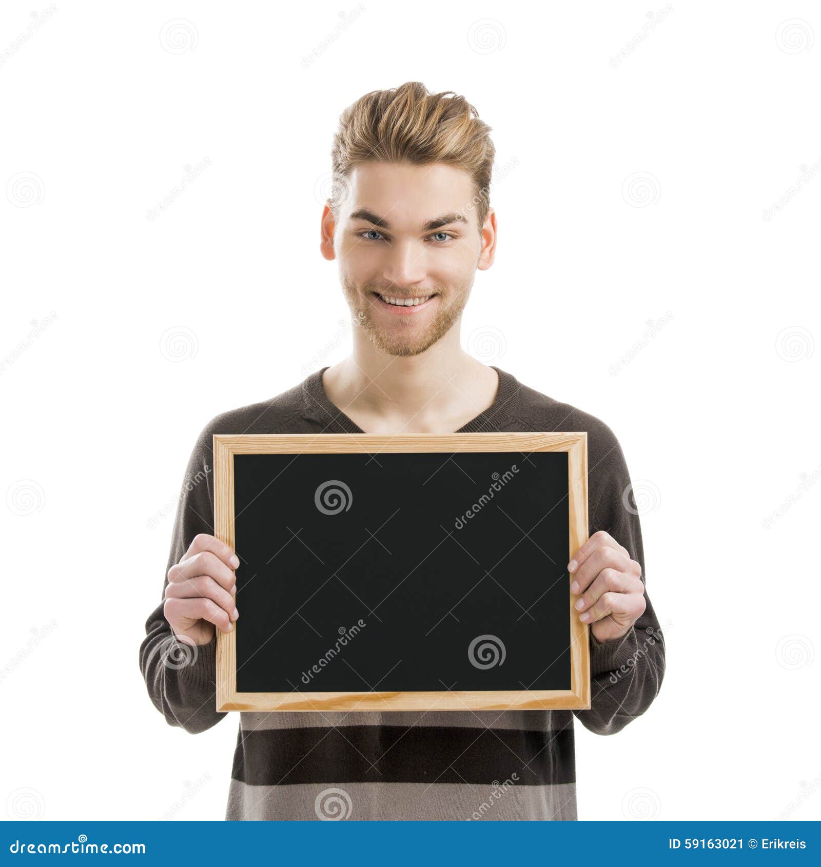 Man holding a chalkboard stock image. Image of student - 59163021
