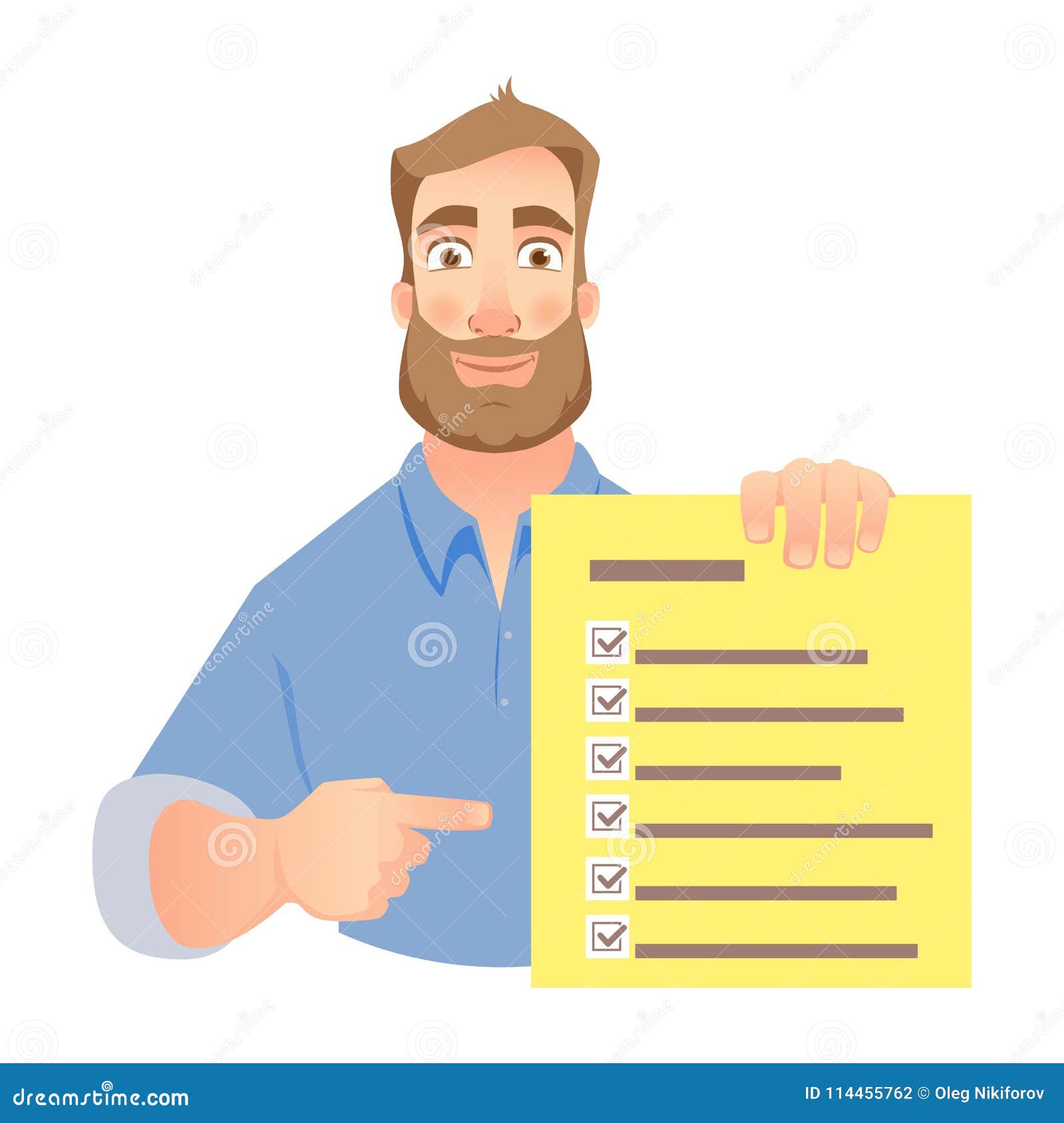 Man holding checklist stock vector. Illustration of document - 114455762