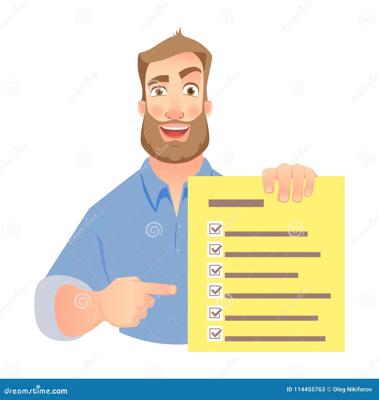 Man holding checklist stock vector. Illustration of laugh - 114455763