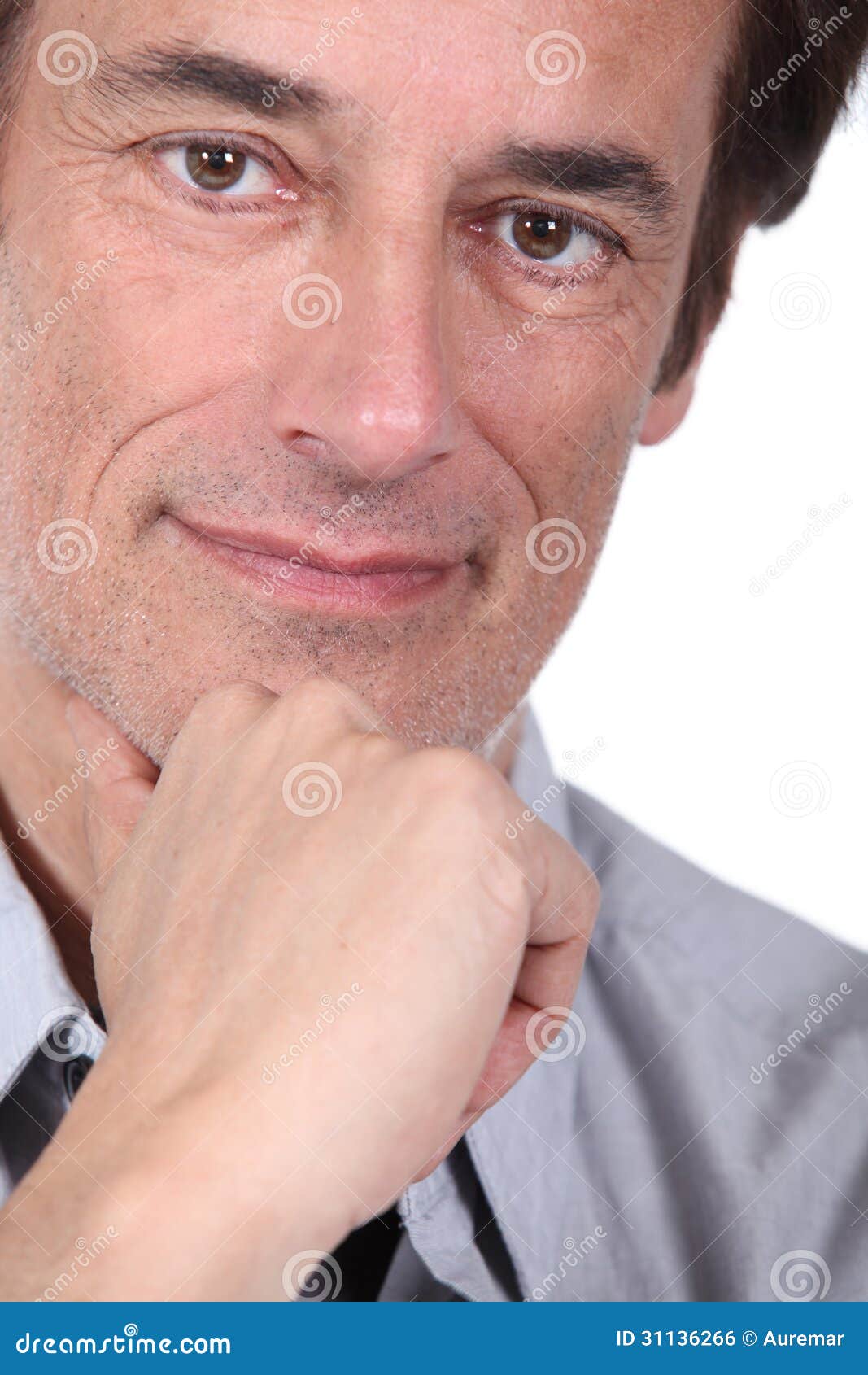 Man holding chin. stock photo. Image of portrait, person - 31136266