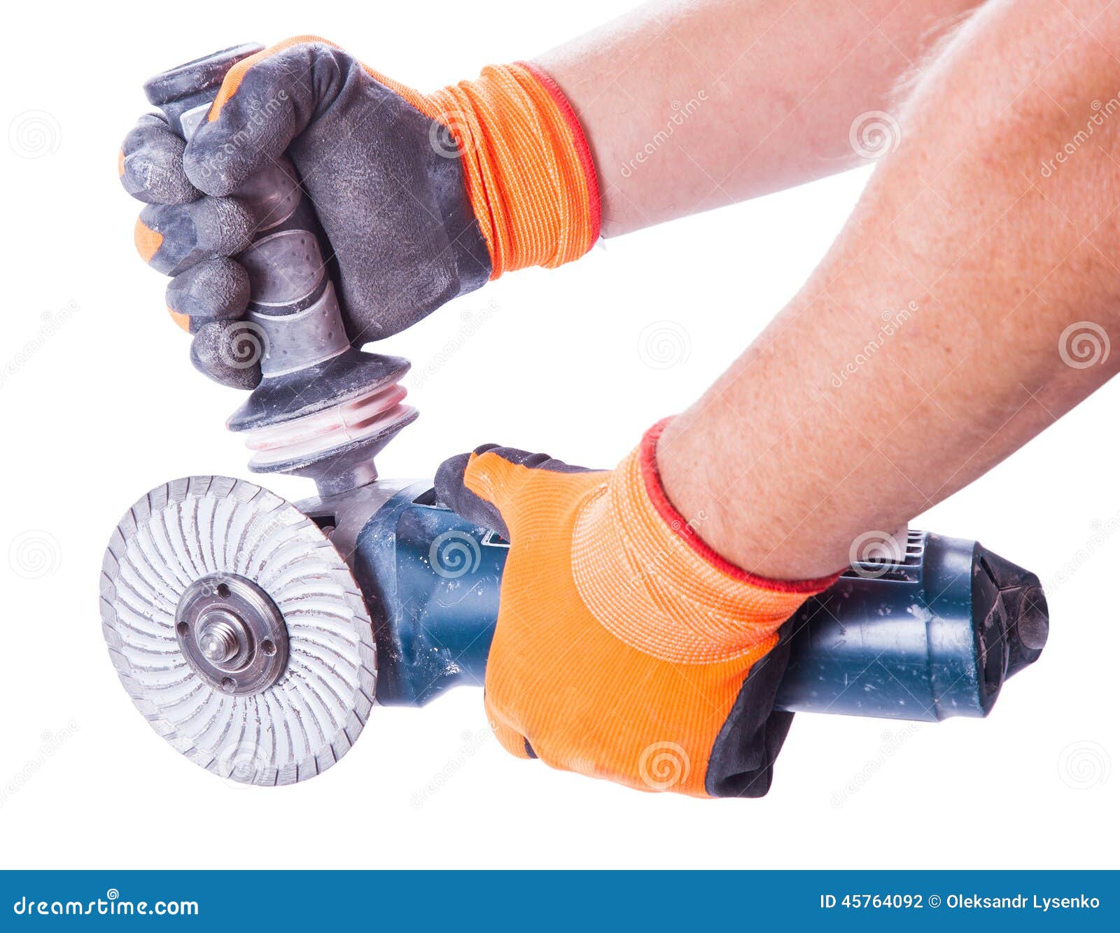 Man Holding A Circular Saw With Two Hands Royalty-Free Stock Image ...