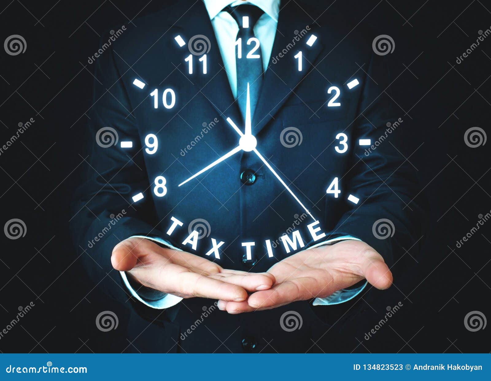 Man Holding Clock. Tax Time Stock Image - Image of professional ...