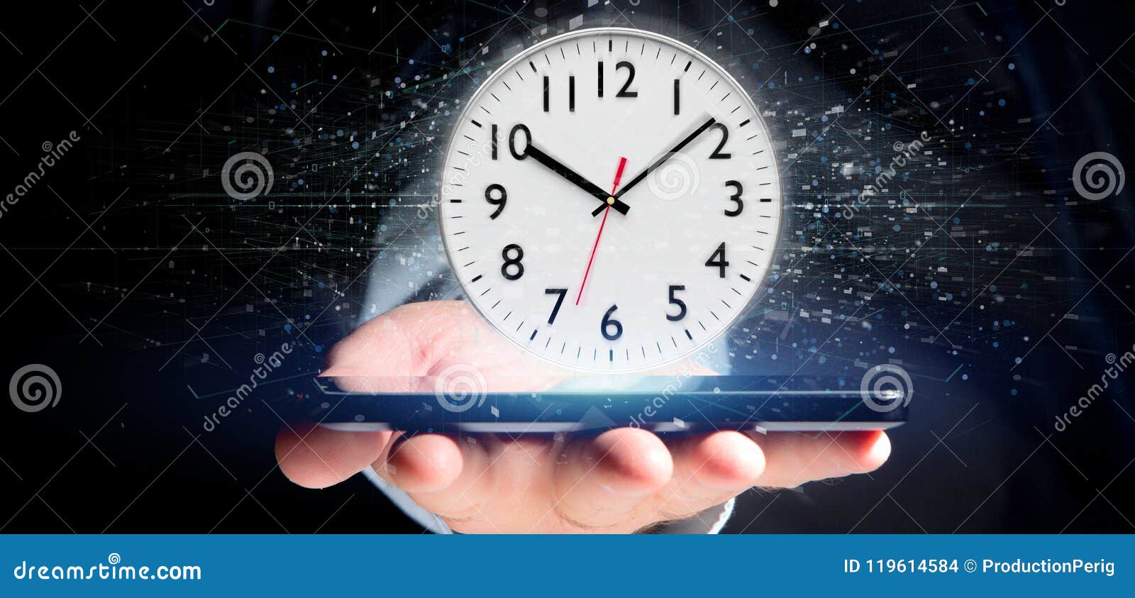 Man Holding a Clock Timer 3d Rendering Stock Photo - Image of hour ...