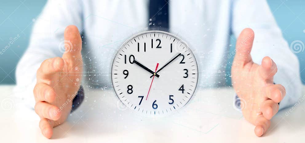 Man Holding a Clock Timer 3d Rendering Stock Image - Image of finger ...