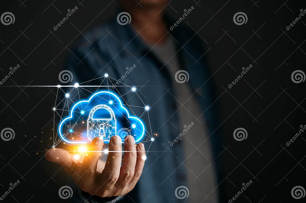 Man Holding Cloud Computing Diagram Show on Hand. Data Storage.Cloud Technology Stock Image ...