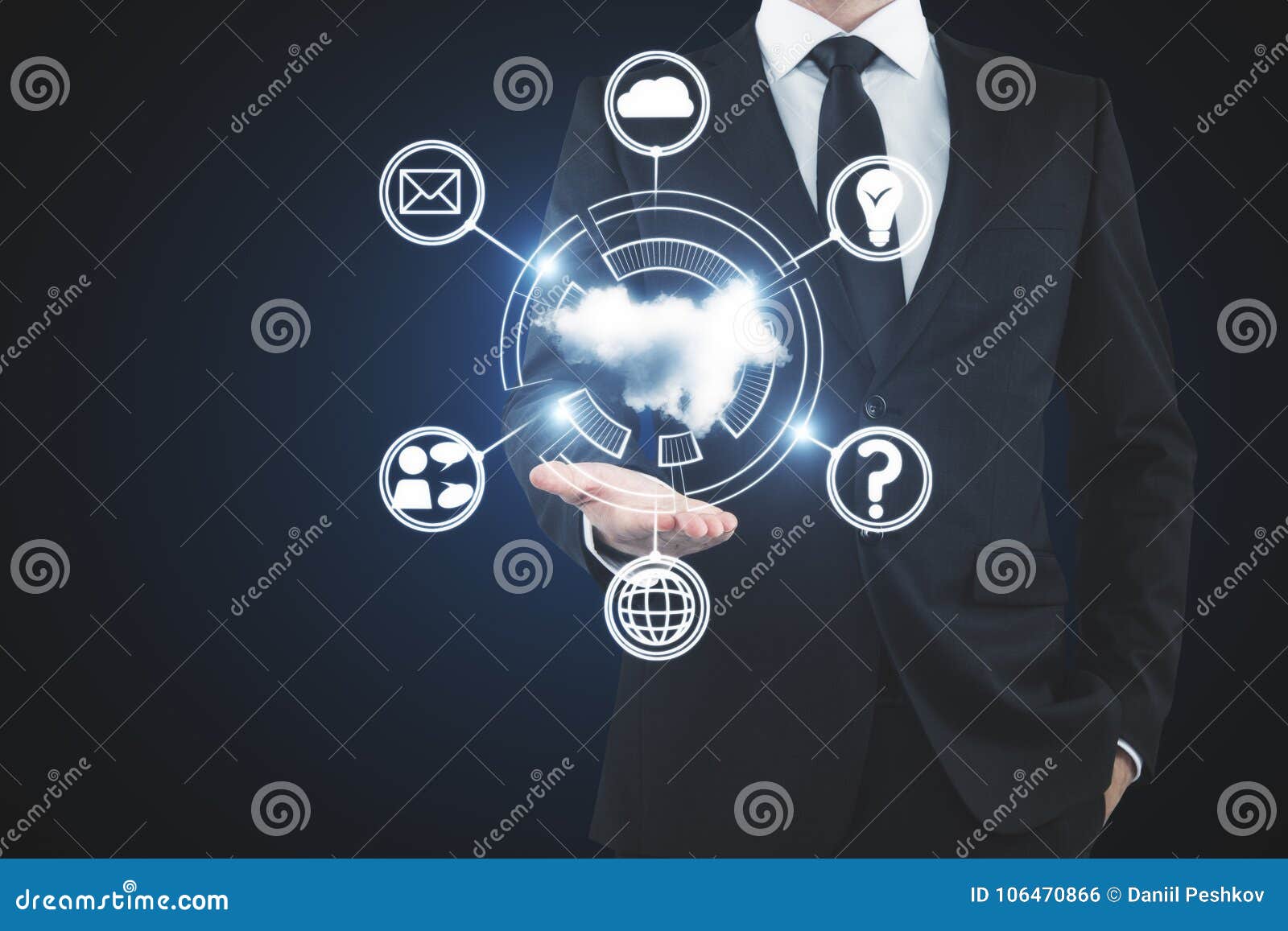 Man Holding Cloud Interface Stock Photo - Image of male, graph: 106470866