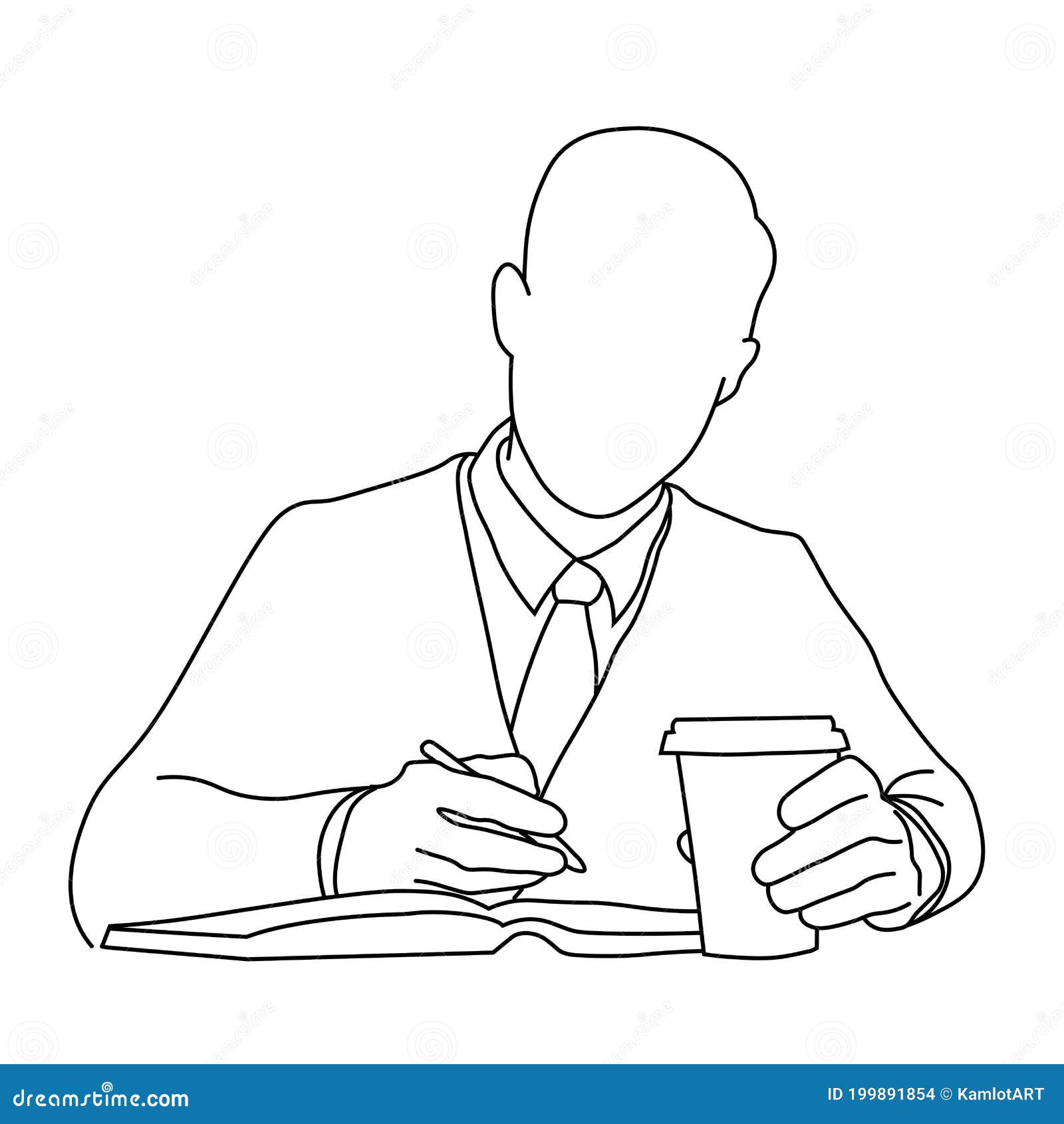 Man Holding a Coffee and Taking Notes Stock Vector - Illustration of ...
