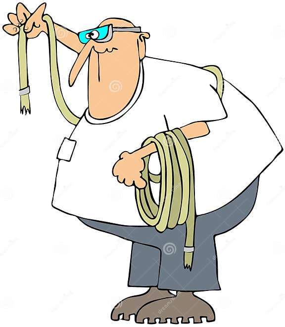 Man holding a coil of rope stock illustration. Illustration of cartoon ...