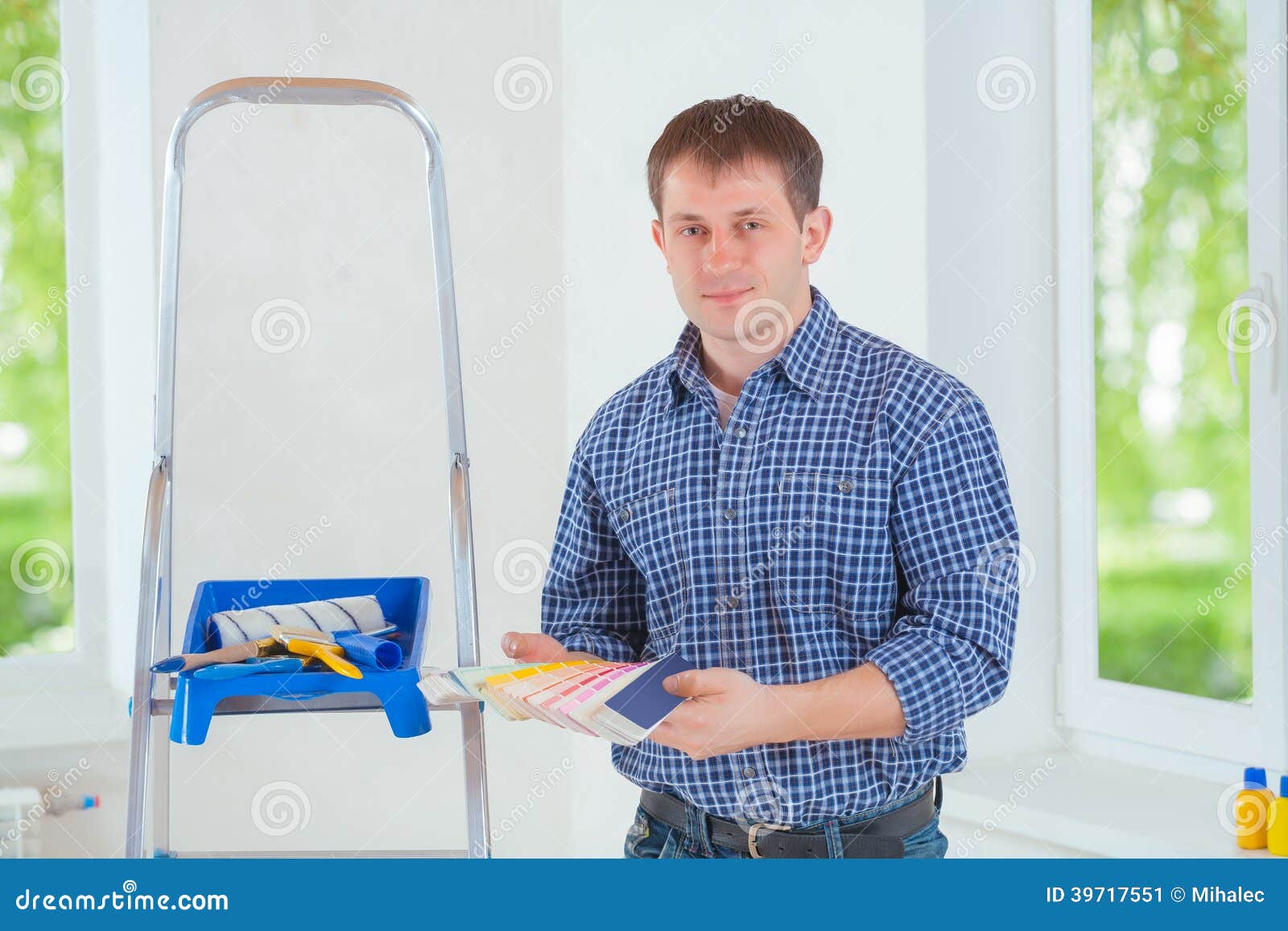 Man holding color palette stock image. Image of standing - 39717551