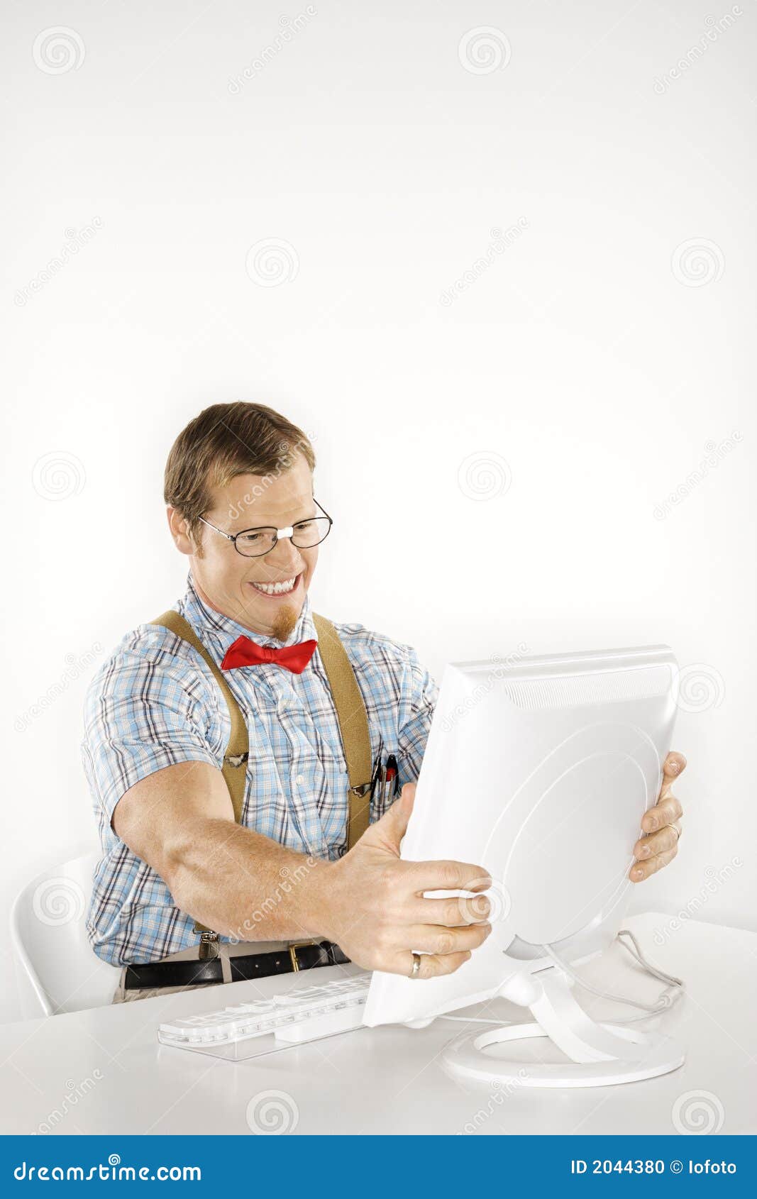 Man Holding Computer Monitor. Stock Photo - Image of person, photograph ...