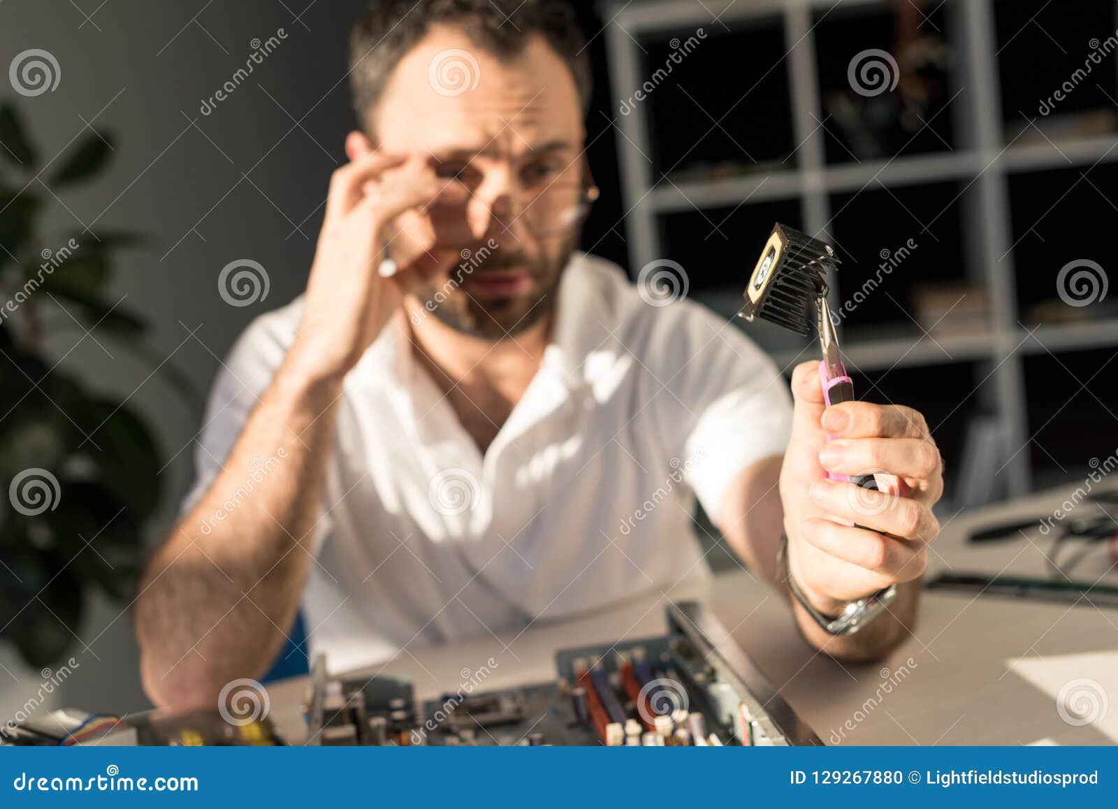 Man Holding Computer Part in Hand Stock Photo - Image of computer ...