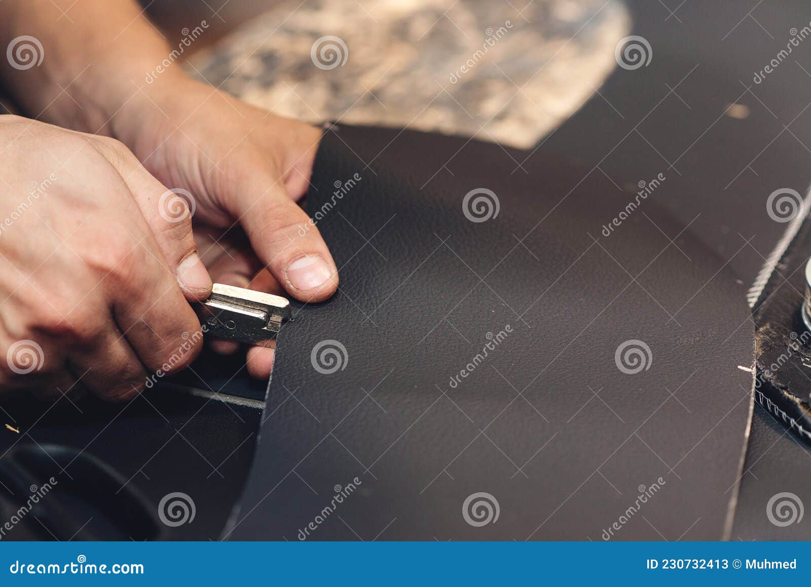 Man Holding Crafting Tool and Working, Close Up. Making Things Handmade ...