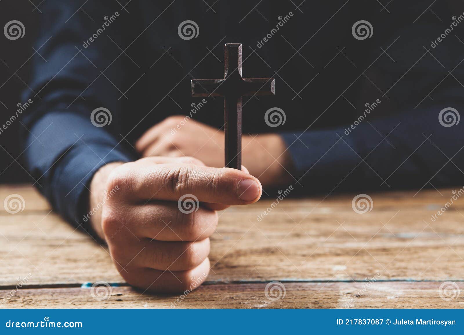 A Man Holding a Cross in His Hand Stock Image - Image of catholicism ...
