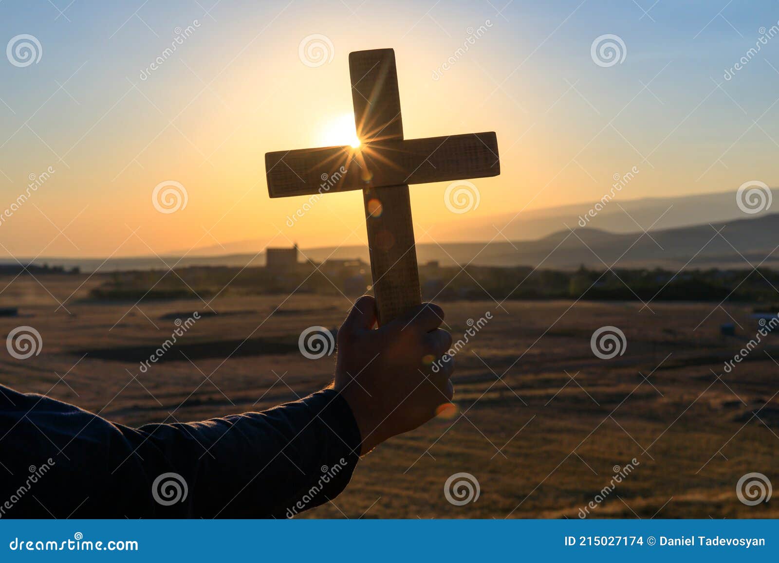 Man holding cross stock photo. Image of pray, silhouette - 215027174