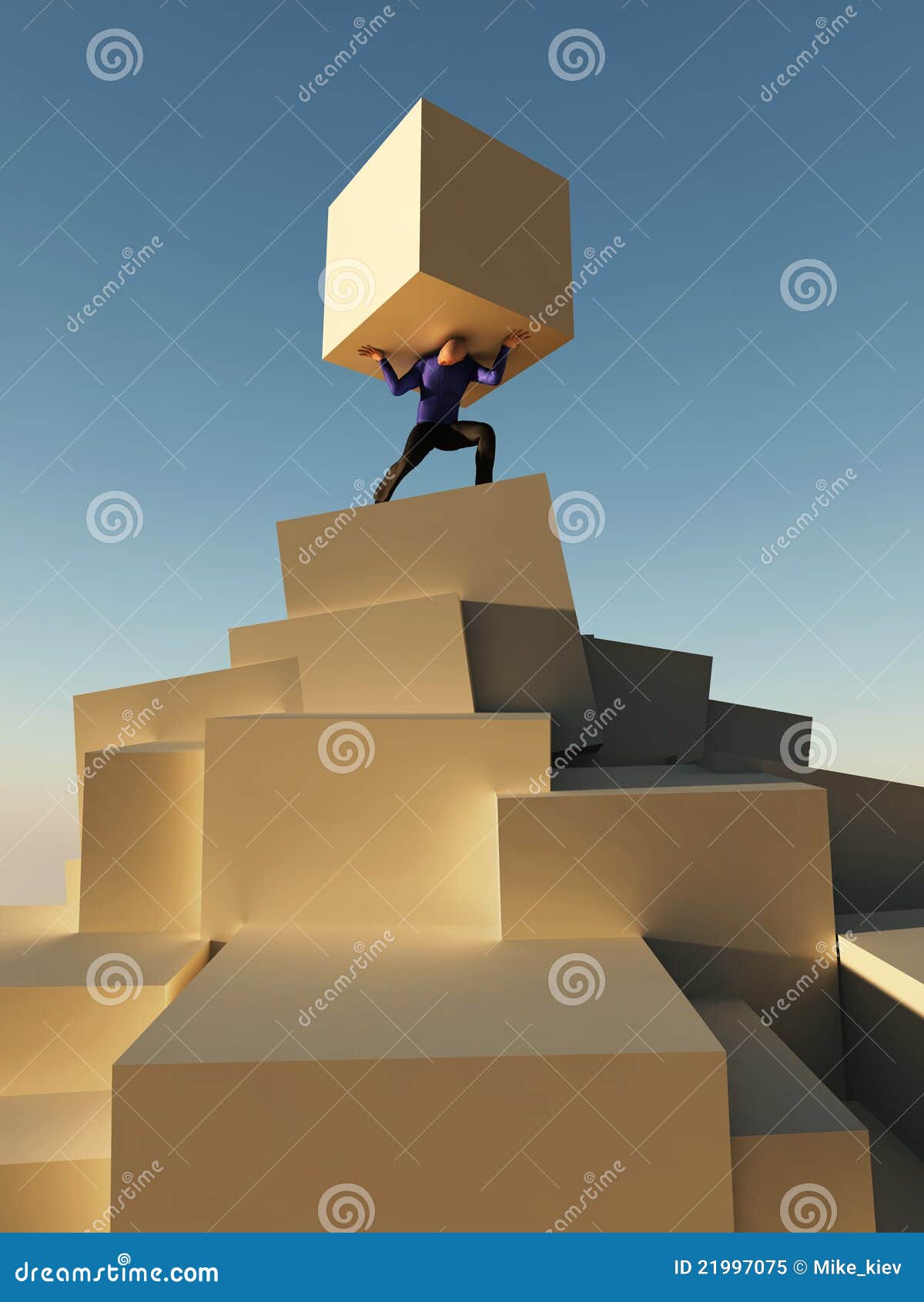 Man holding cube stock illustration. Illustration of winner - 21997075