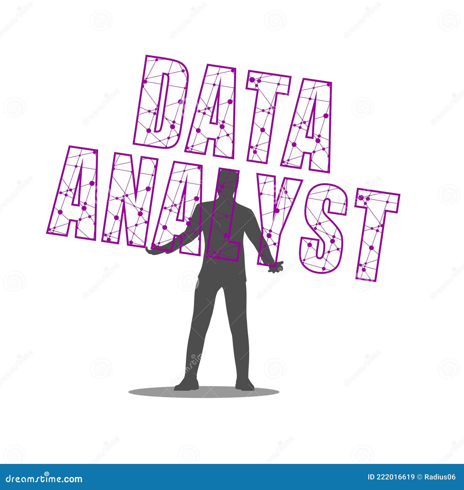 Man Holding Data Analyst Text in His Hands Stock Vector - Illustration ...