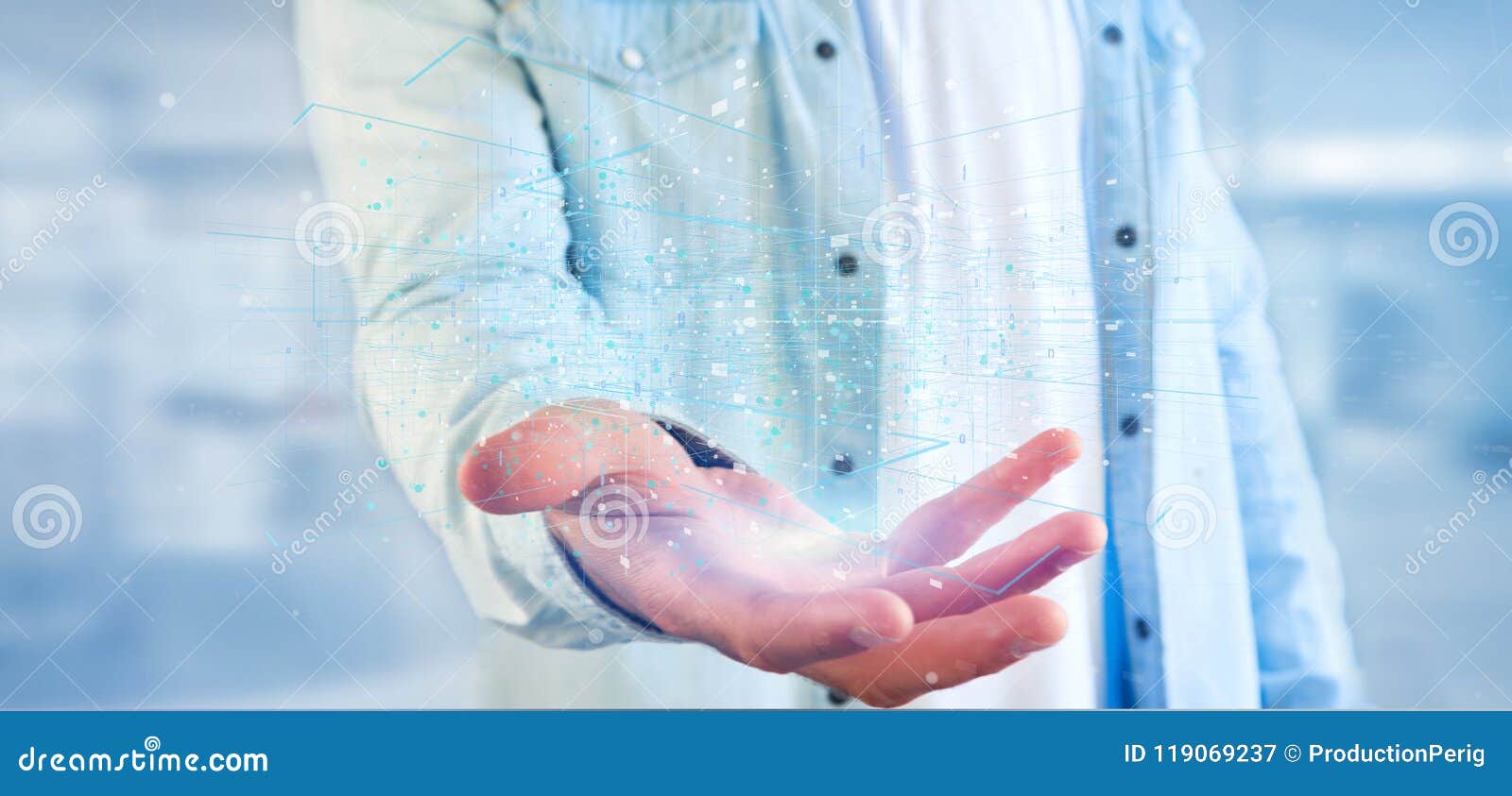 Man Holding Data Binary Cloud 3d Rendering Stock Image Image Of Concept Binary 119069237