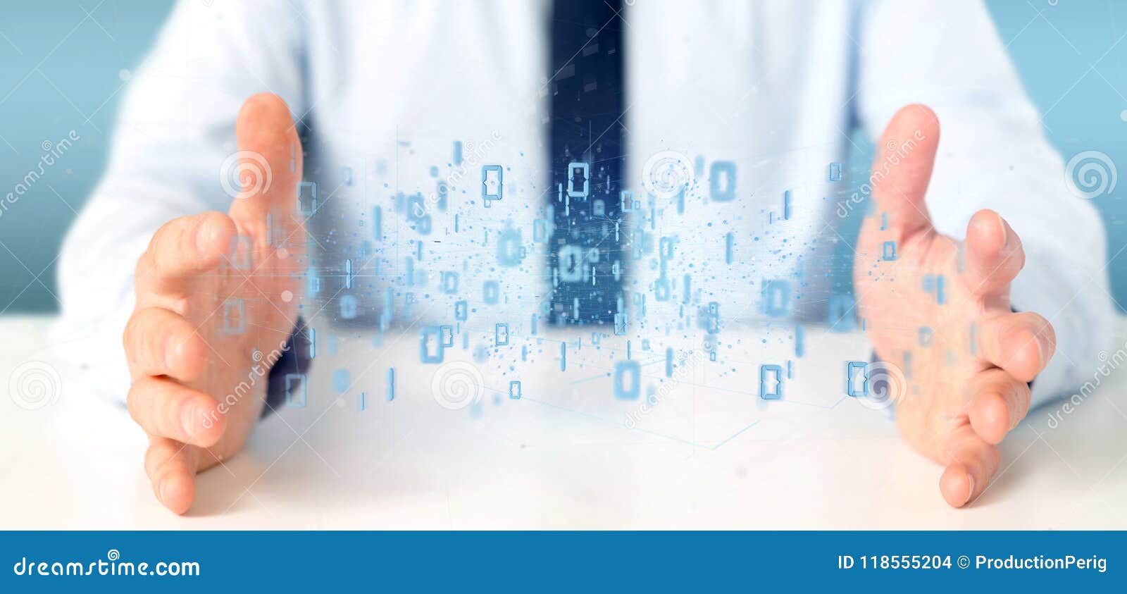 Man Holding Data Binary Cloud 3d Rendering Stock Photo - Image of data, electronic: 118555204