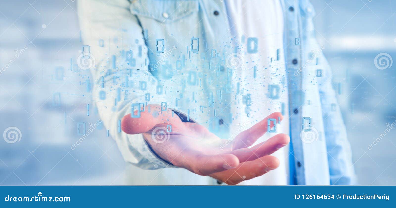 Man Holding Data Binary Cloud 3d Rendering Stock Photo - Image of cloud, pattern: 126164634