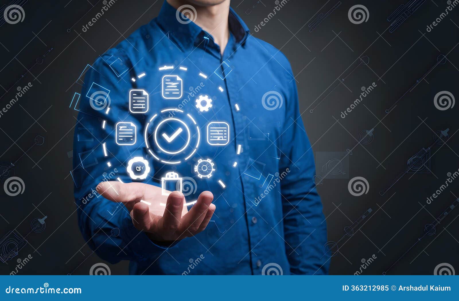 Man Holding Digital Interface Showing Process Workflow Management System Efficient Business ...