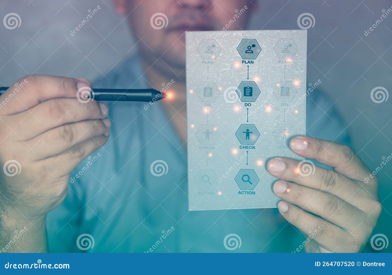 Man Holding Digital Tag and Icon with Plan - Do - Check - Action ...