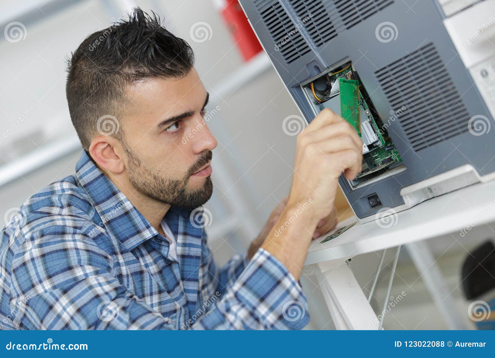 Man holding a disk stock photo. Image of worker, modern - 123022088
