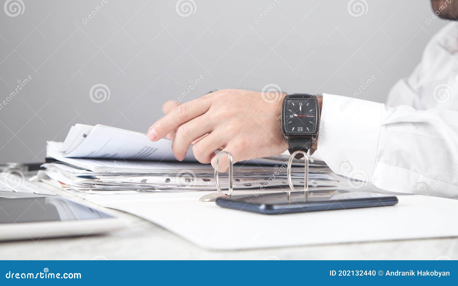 Man Holding Documents in Office. Business Stock Photo - Image of ...
