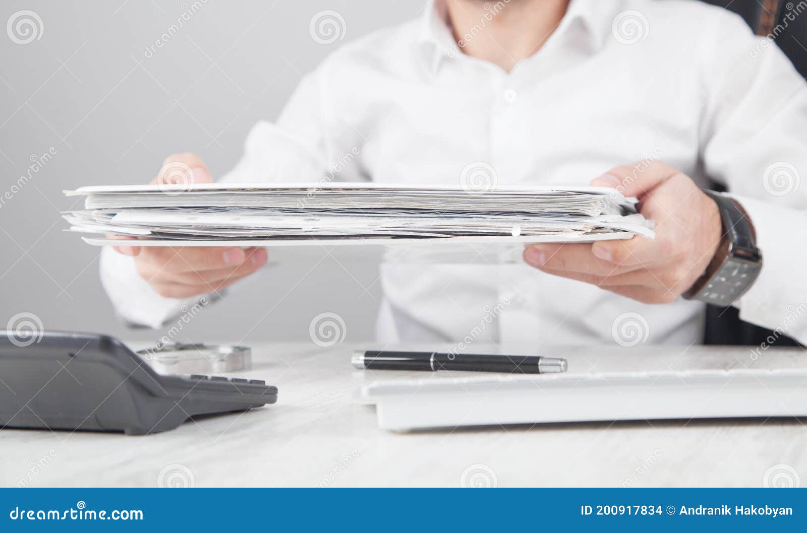 Man Holding Documents in Office. Business Stock Photo - Image of male ...