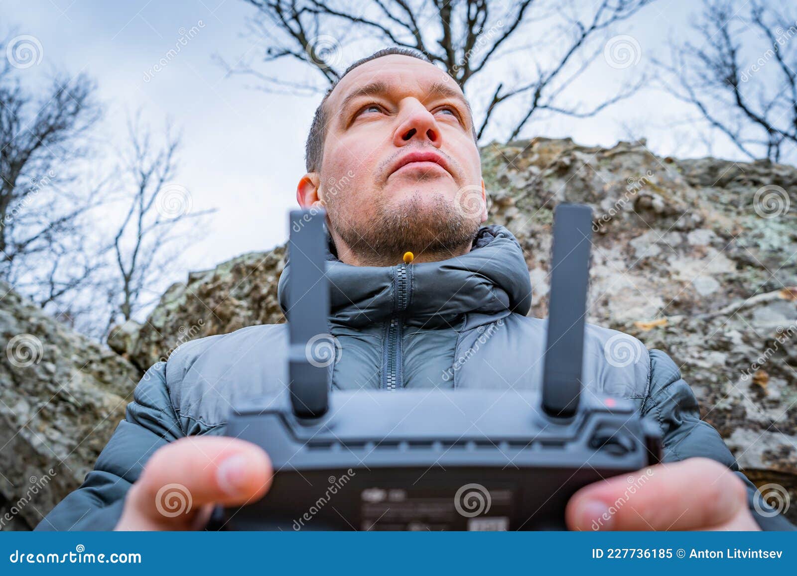 Man Holding a Drone Controller. Stock Image - Image of hobby, robot ...