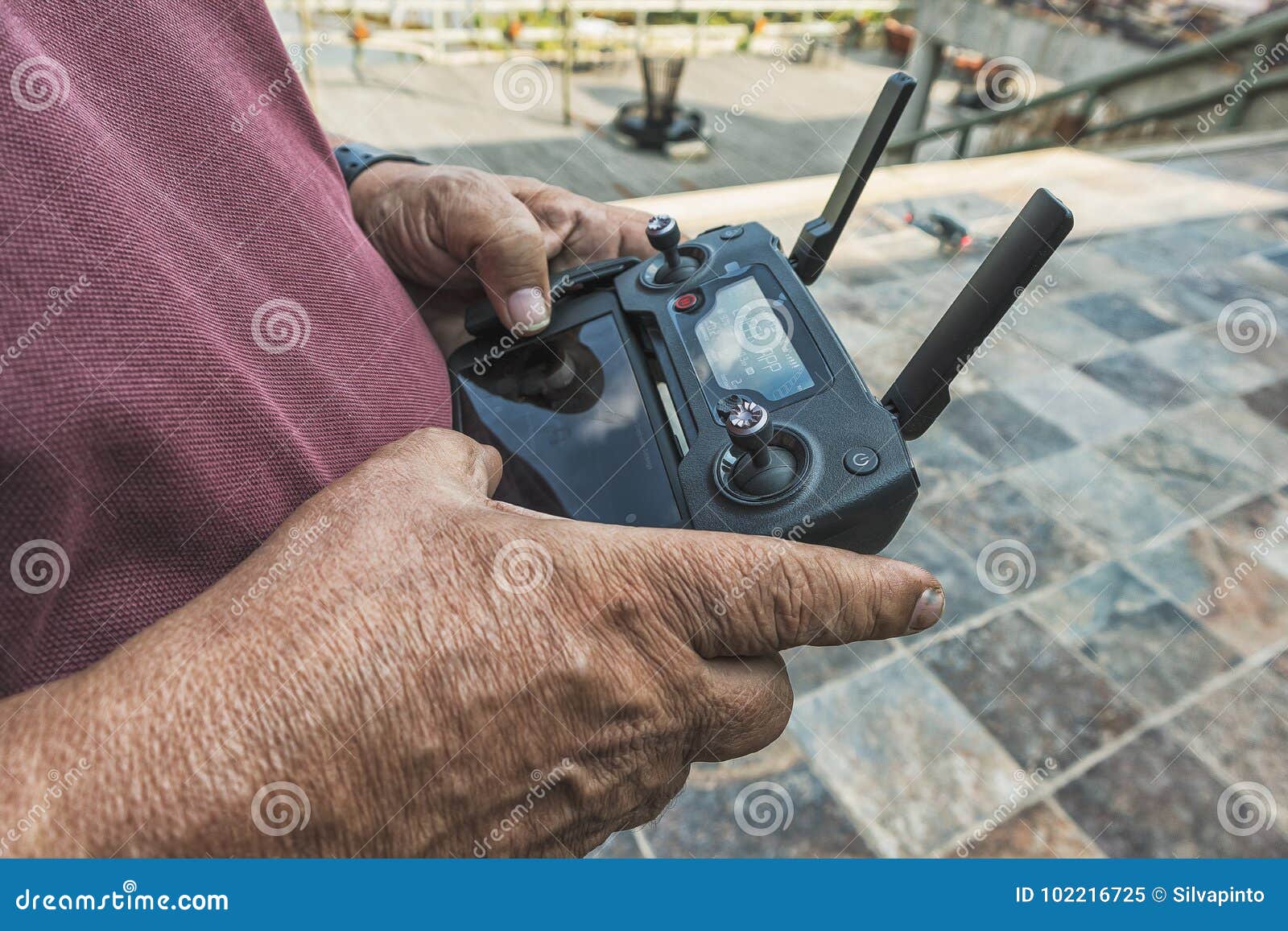 Man Holding Drone Remote Control. Stock Image - Image of controller ...