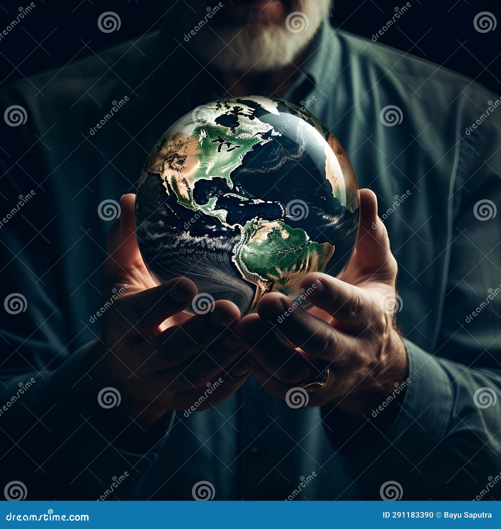 Man Holding Earth Globe, Ai Generative Stock Illustration ...