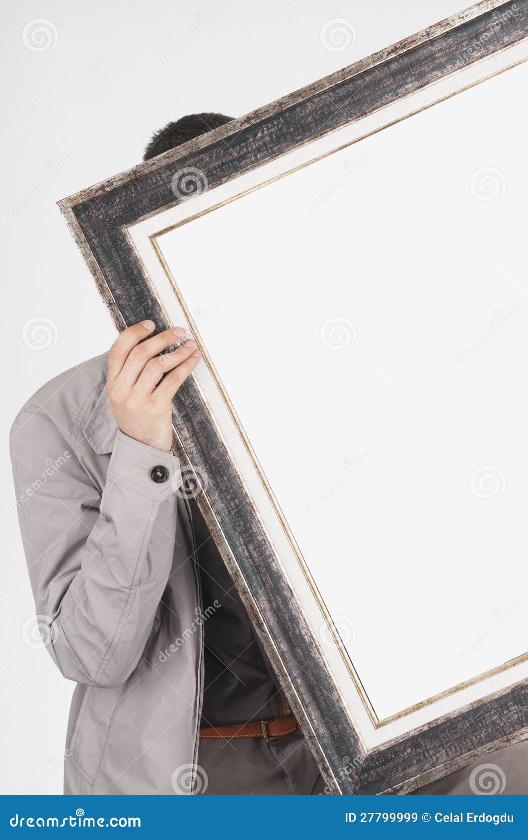 Man holding empty frame stock image. Image of portrait - 27799999