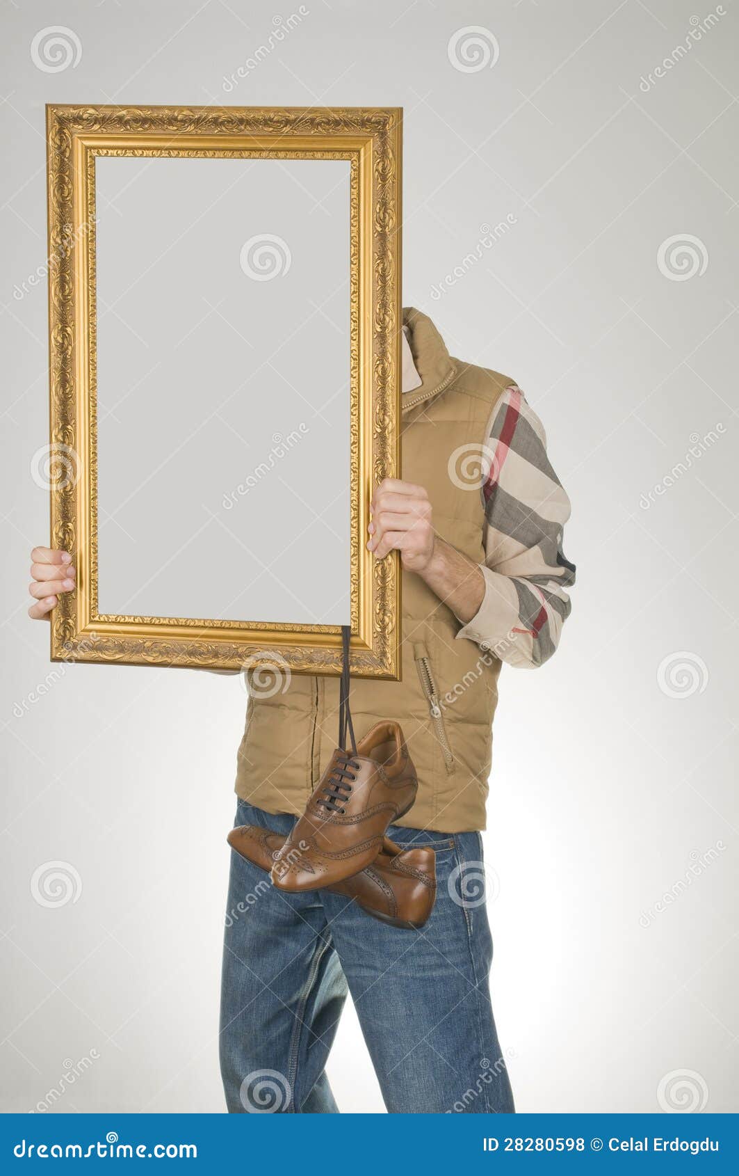 Man holding empty frame stock photo. Image of blank, showing - 28280598