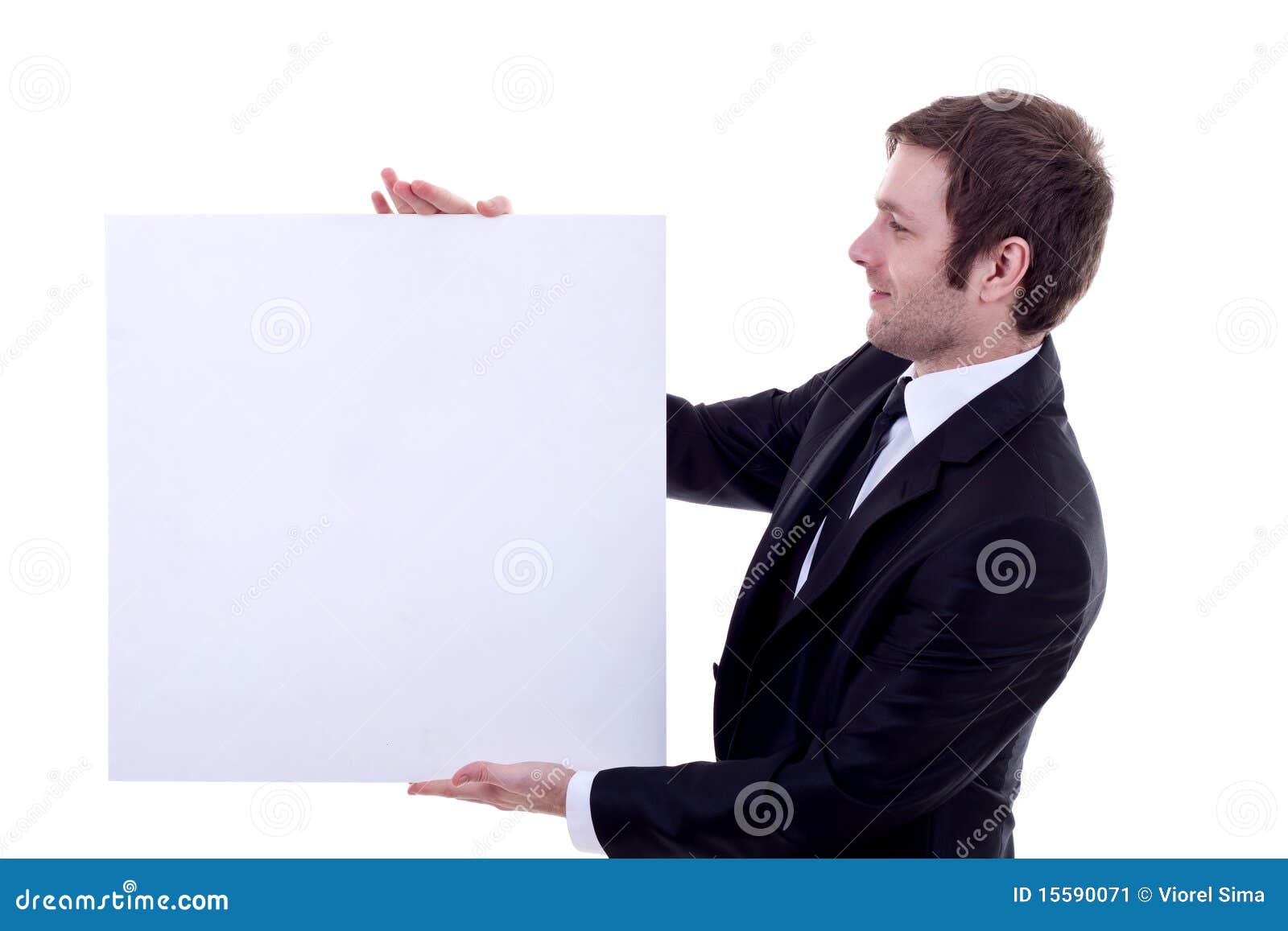 Man holding an empty sign stock image. Image of blank - 15590071