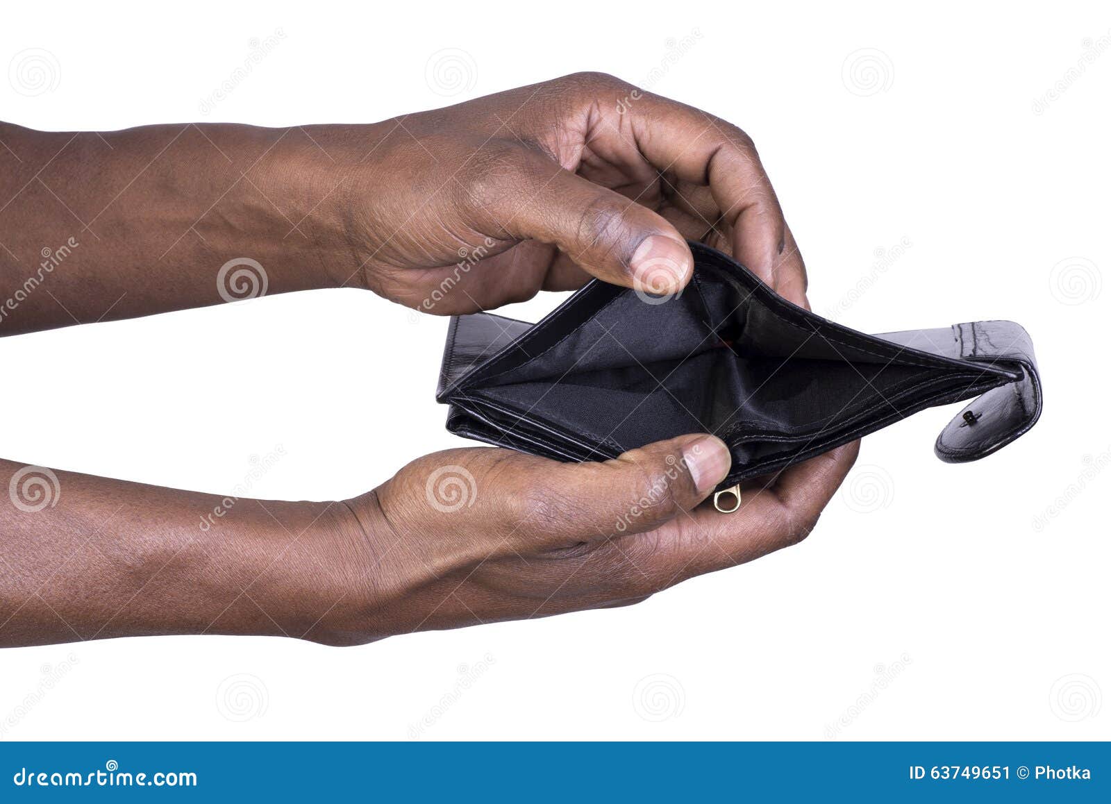 Old Empty Red Wallet In The Hands Of Women. The Concept Of Poverty ...