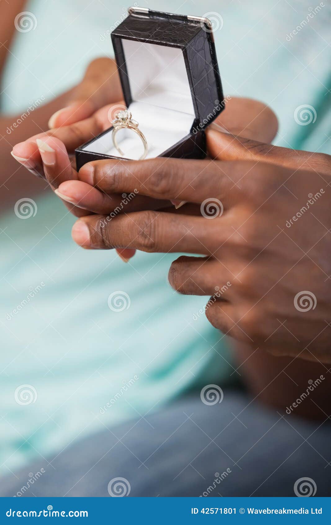 Man Holding Engagement Ring in Box Stock Image - Image of side, home ...