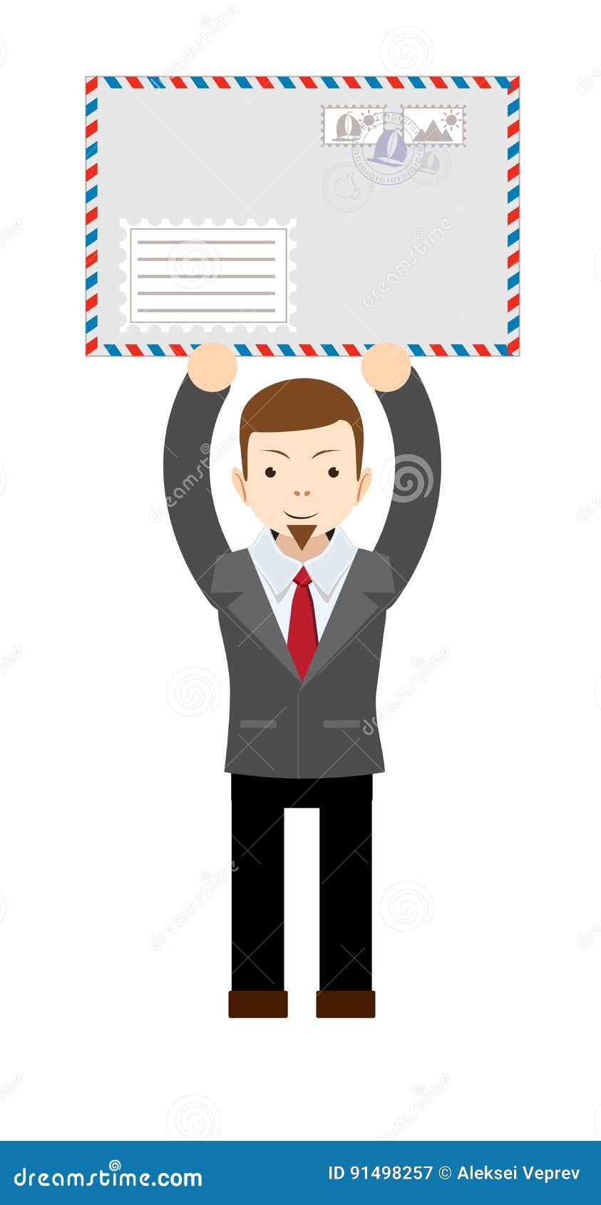 Man Holding an Envelope with a Letter. Stock Vector - Illustration of ...