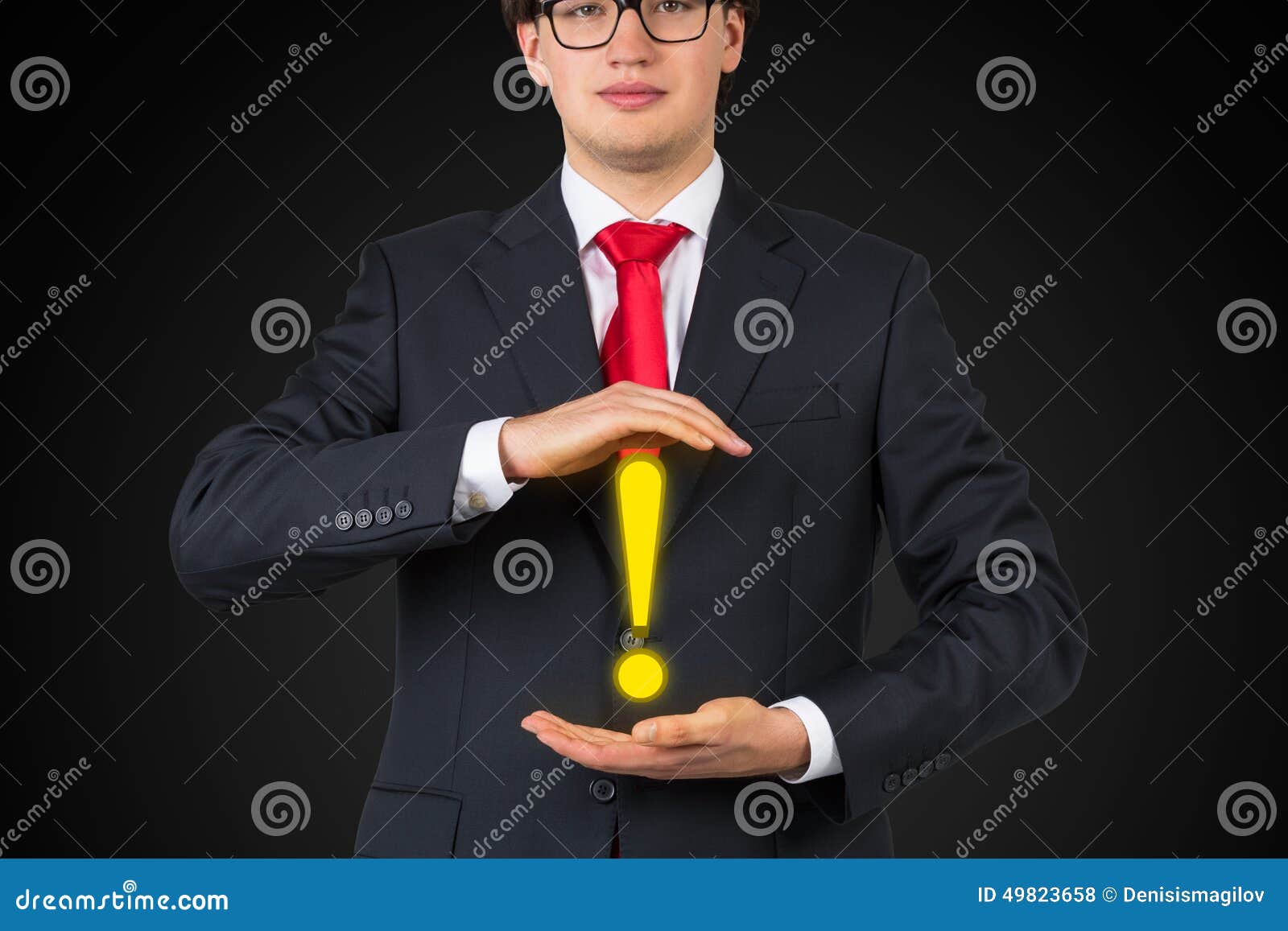Man Holding Exclamation Mark Stock Photo - Image of adult, marketing ...
