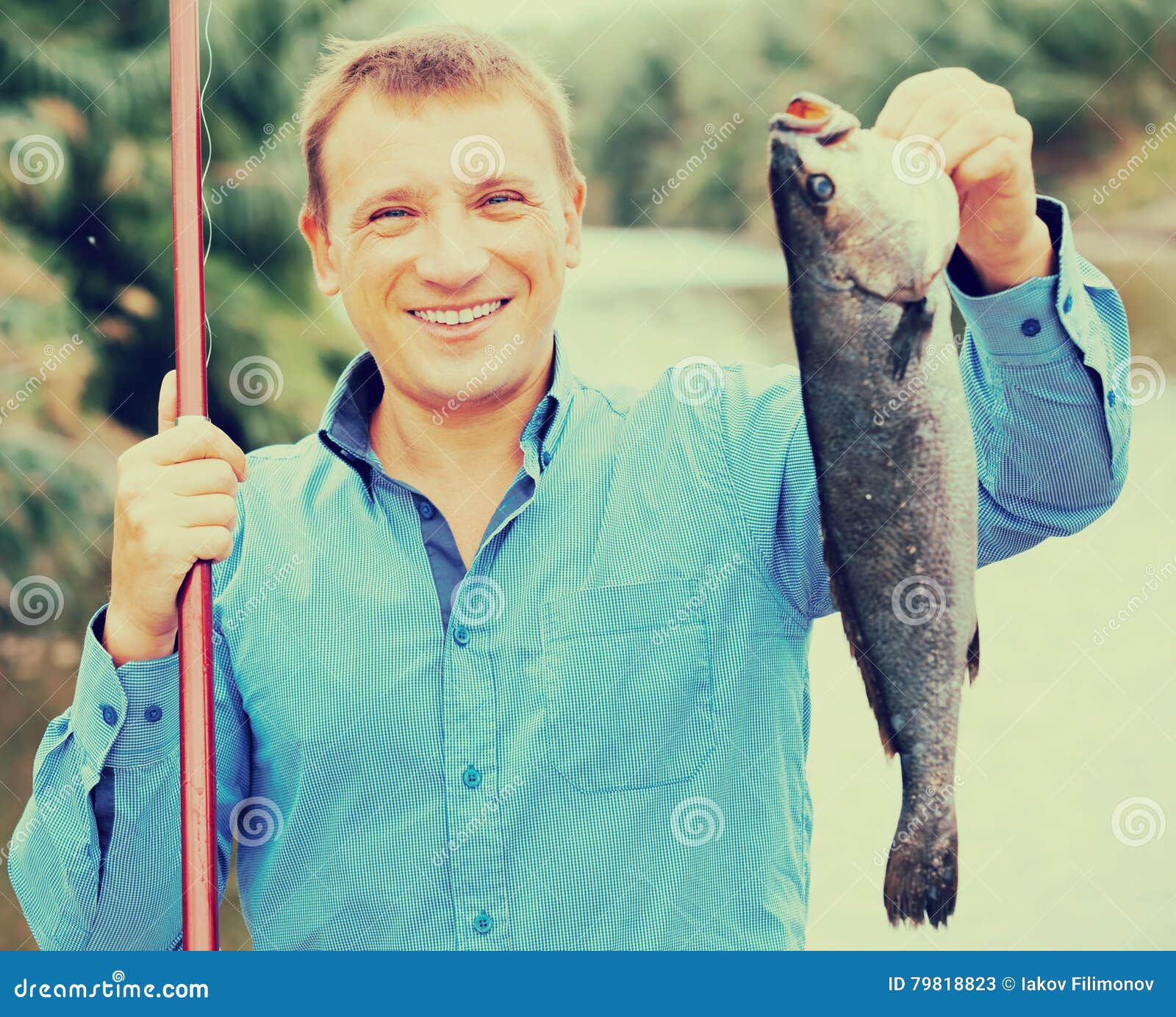 Man Holding Fish after Fishing Stock Image - Image of bait, european ...